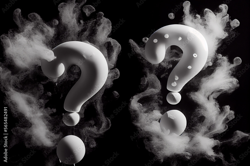weiße Fragezeichen isoliert auf schwarzen Hintergrund - Generative Ai ...