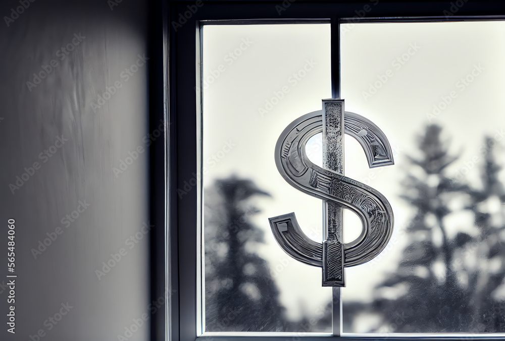 dollar sign on a window, generative ai Stock Illustration | Adobe Stock