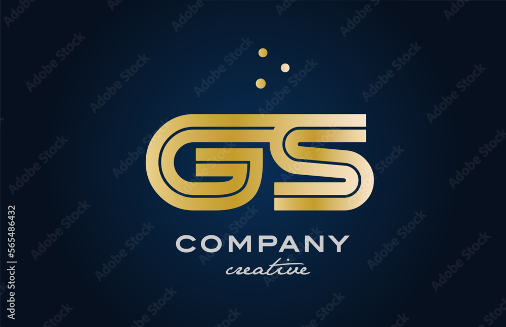 gold golden GS combination alphabet bold letter logo with dots. Joined ...
