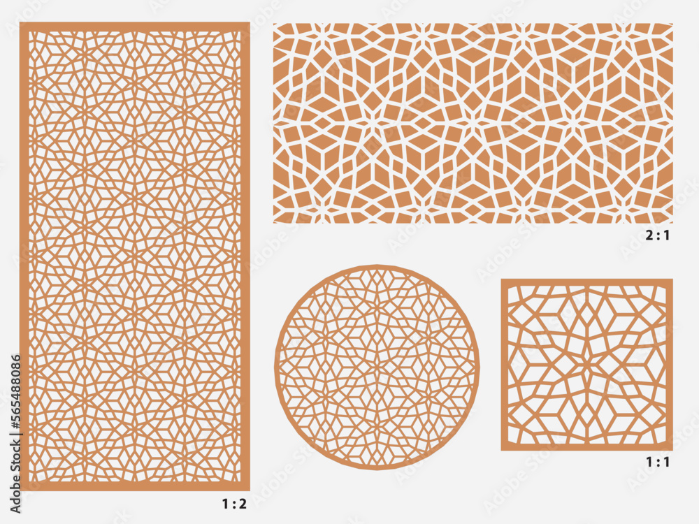 Set of templates for laser cutting. Vector illustration. The circular ...