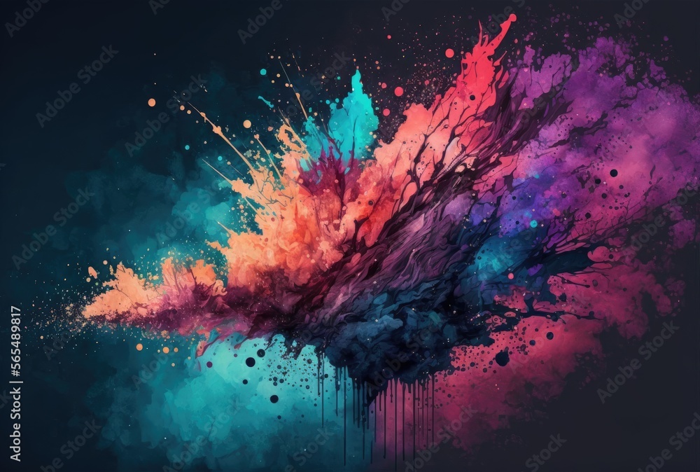 Watercolor splash with a blend of dark and bright hues background ...