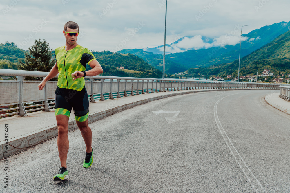An athlete running a marathon and preparing for his competition. Photo ...