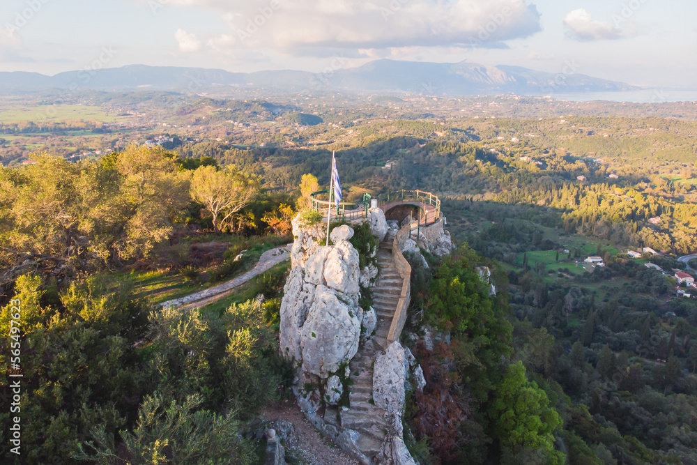 View of Kaiser's Throne observation deck lookout, Pelekas village ...