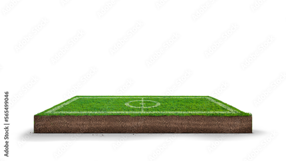cubical cross section football stadium with underground earth soil and ...