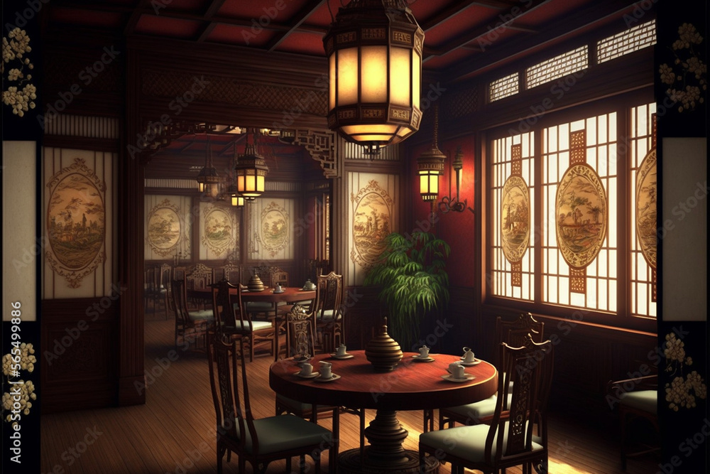 beautiful Interior of the Chinese restaurant, Generative AI Stock ...