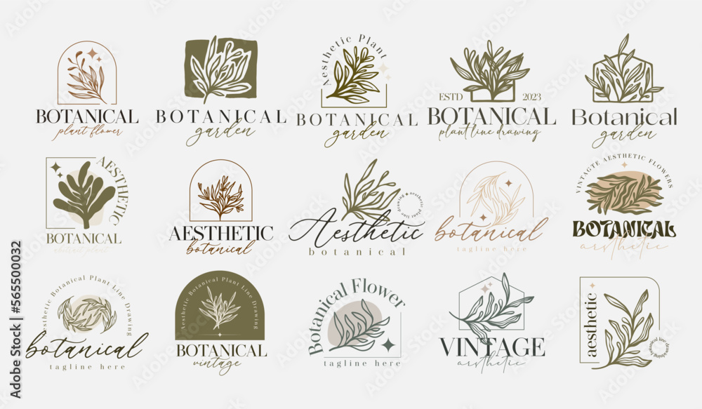 Abstract Plant Flower Line Drawing Logo Template. Universal creative ...