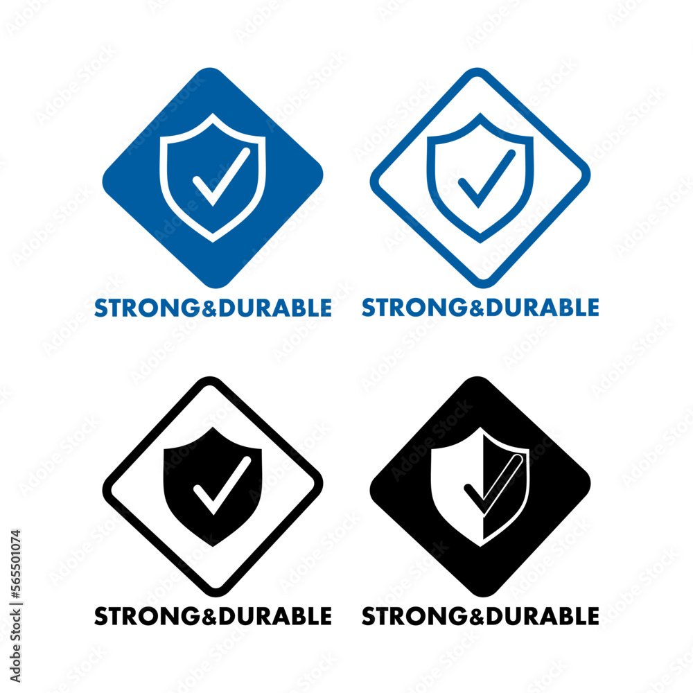 Strong durable with shield and check mark vector logo badge vector de ...