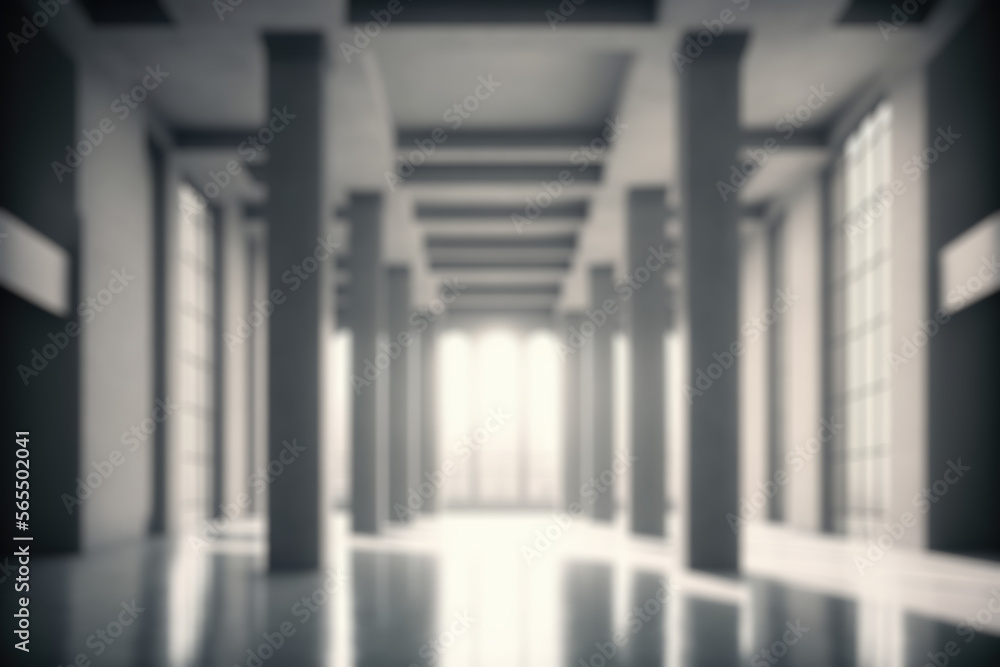 Blur background of large hall corridor inside office building ...