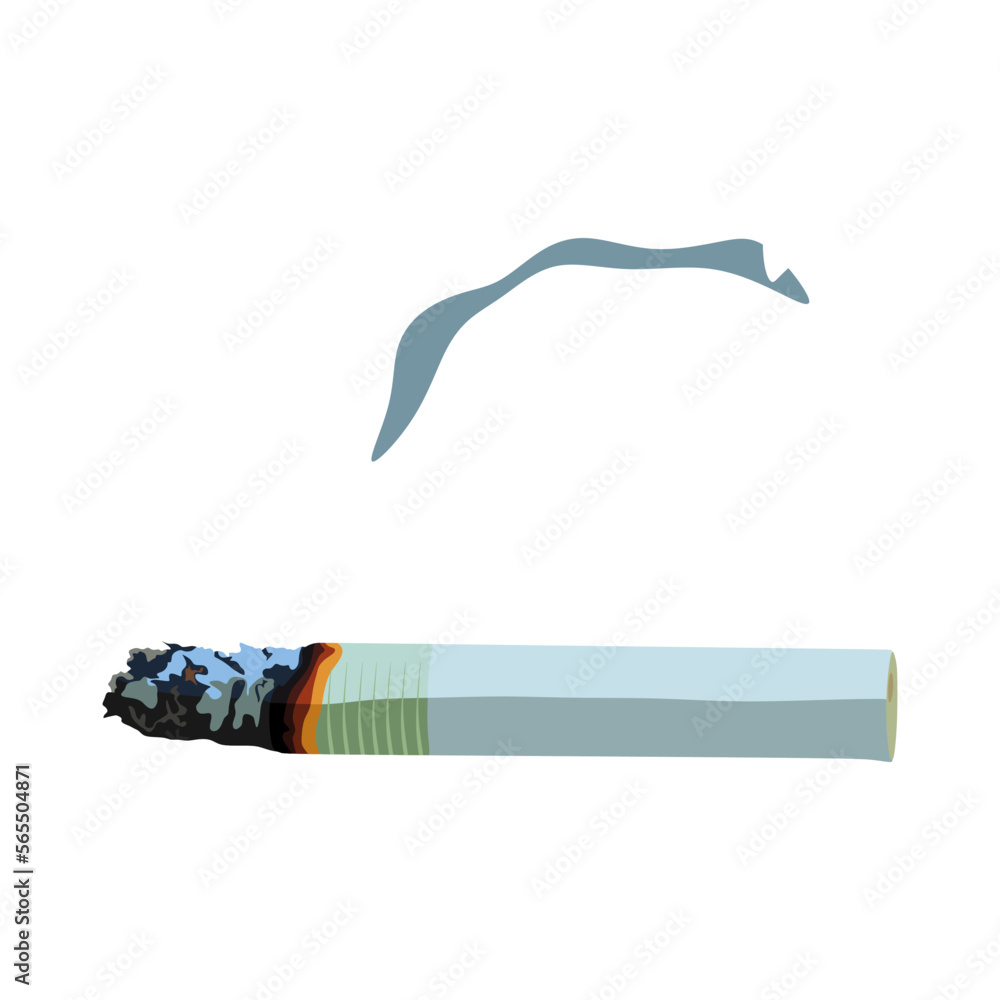 Cigarette burns vector illustration, smoking world famous cigarette ...