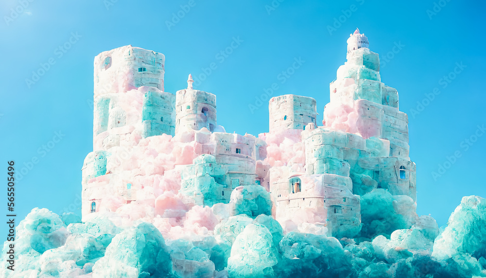 Splendid ice floating castle for fairy tale princess in the sky kingdom ...