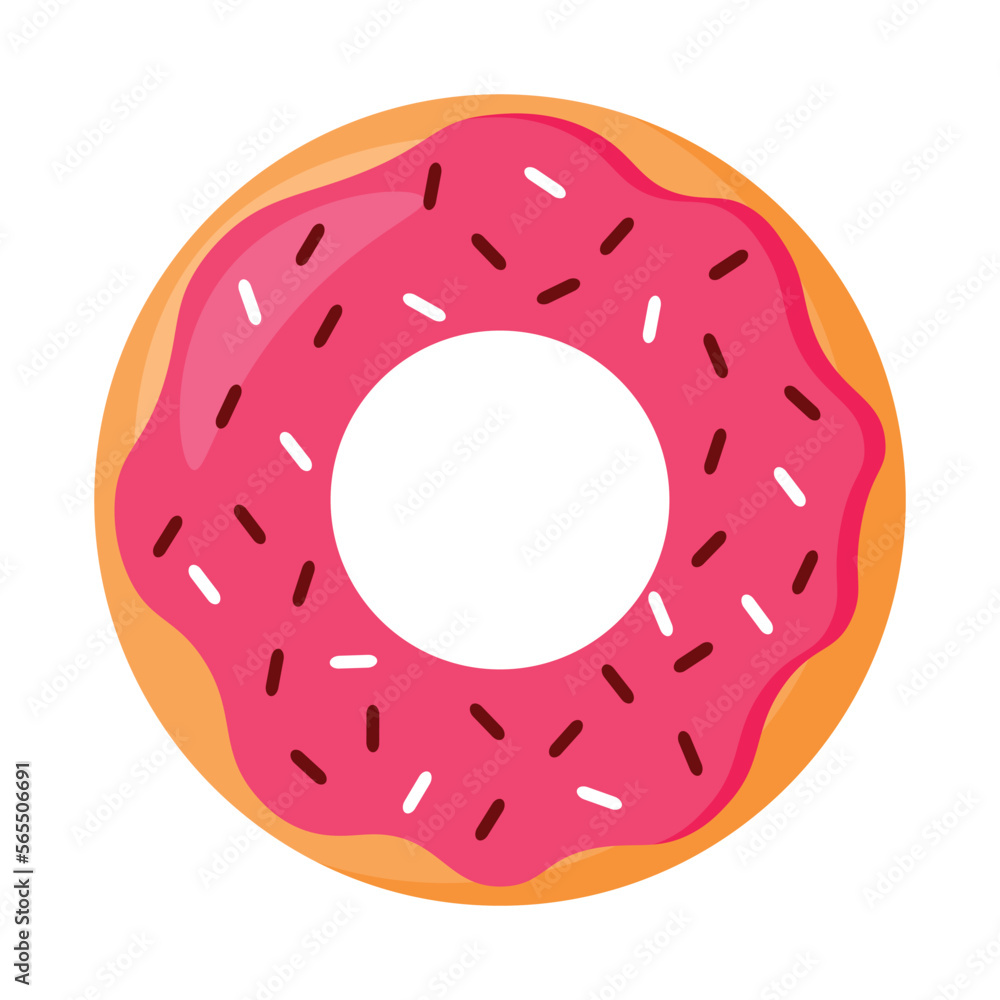 Pink Donut with Choco Sprinkles in Food Cartoon Animated Vector ...