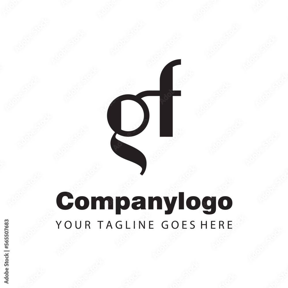 simple black letter gf for logo company design Stock Vector | Adobe Stock