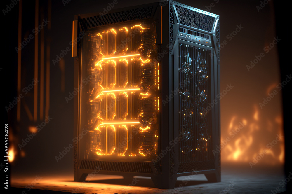 server rack on fire due to high demand of generative AI generation and ...