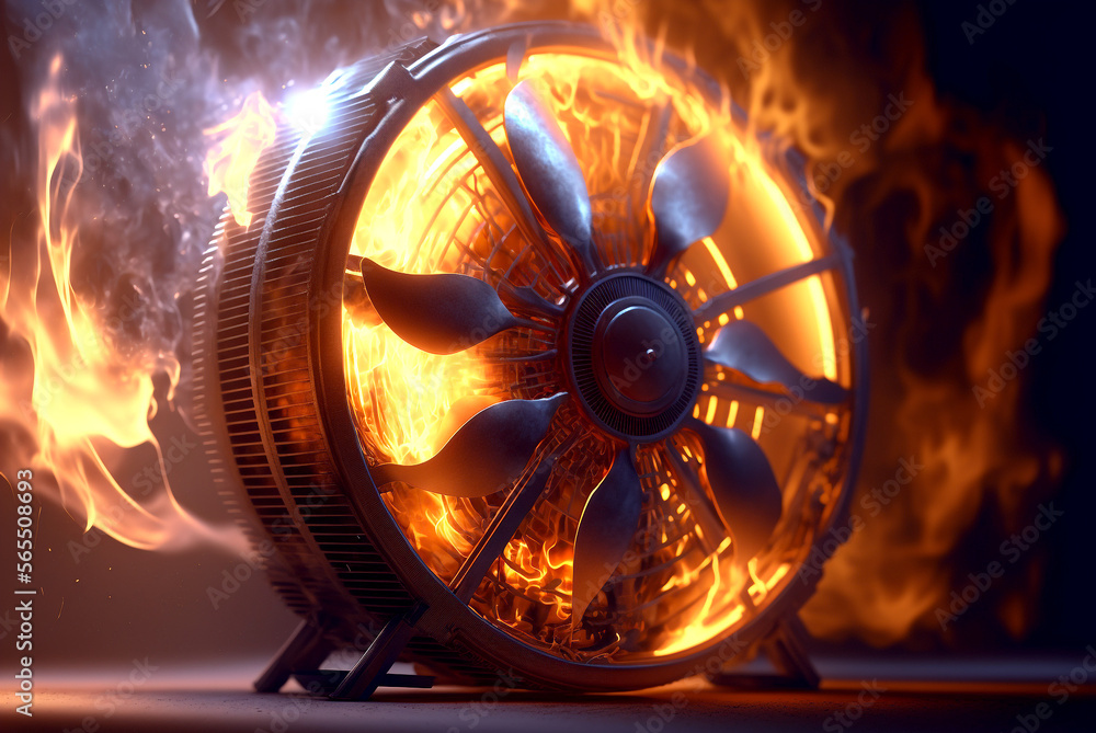 technology cooling fan on fire due to high demand of generative AI ...