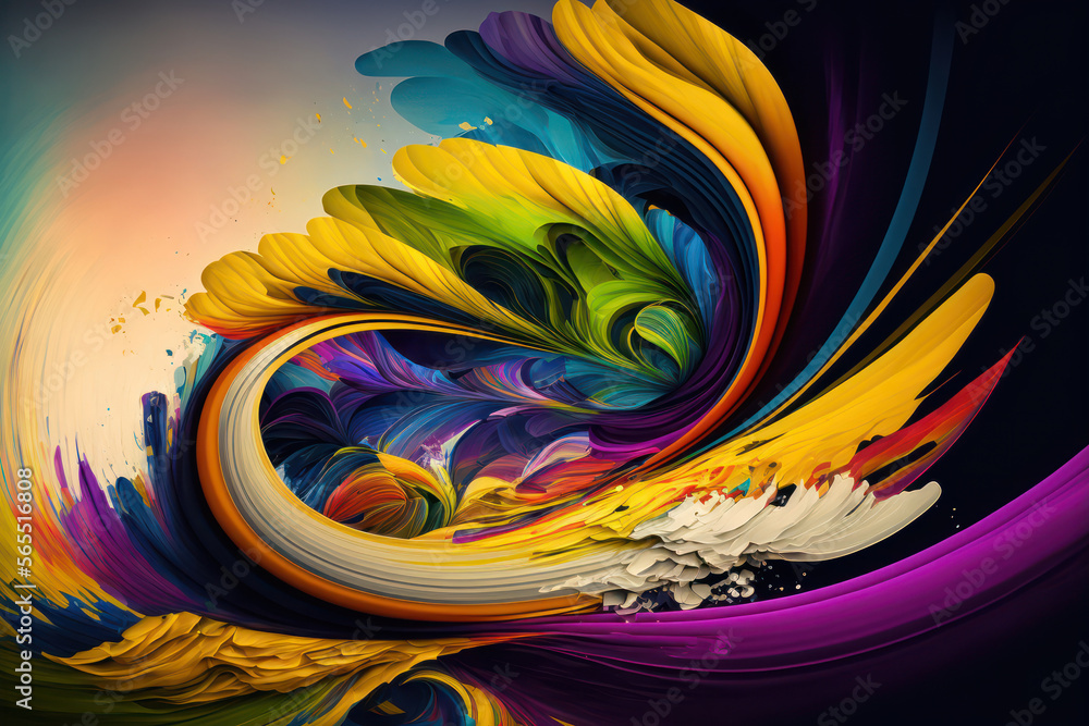 Generative AI illustration of colorful abstract background of paint ...