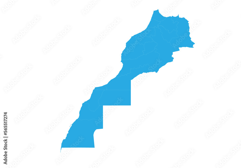 morocco Western Sahara map. High detailed blue map of morocco on PNG ...