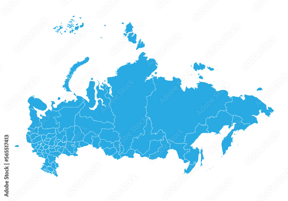 Fototapeta mapa świata dla dzieci russia map. High detailed blue map of ...