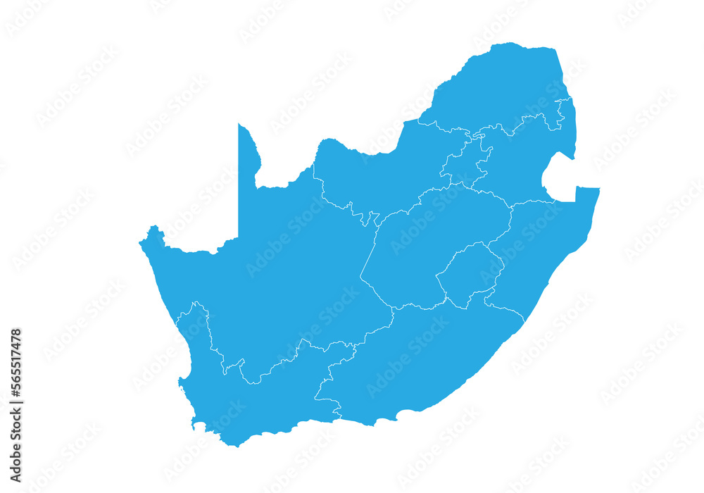 South Africa map. High detailed blue map of South Africa on PNG ...