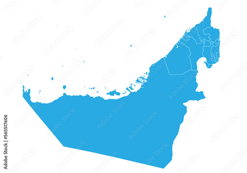 united Arab Emirates map. High detailed blue map of UAE on PNG ...