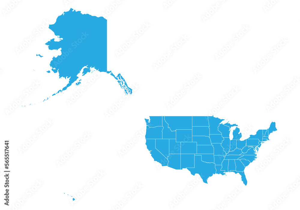 usa Mercator map. High detailed blue map of usa on PNG transparent ...
