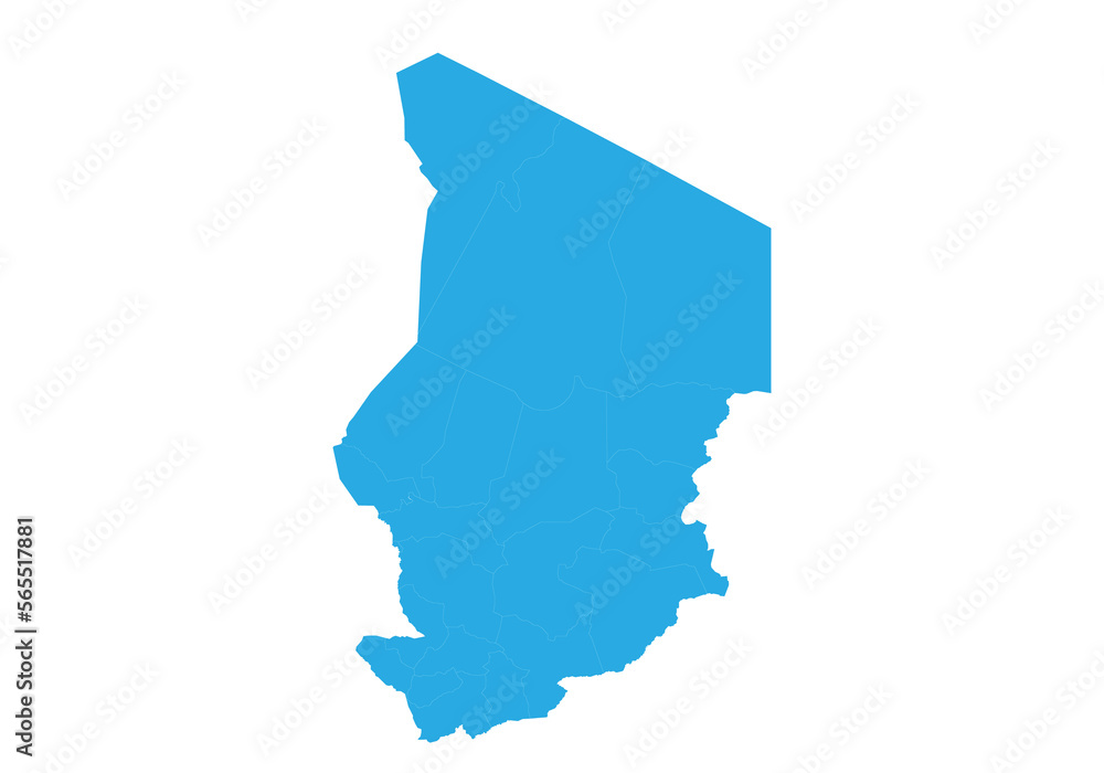 chad map. High detailed blue map of chad on PNG transparent background ...