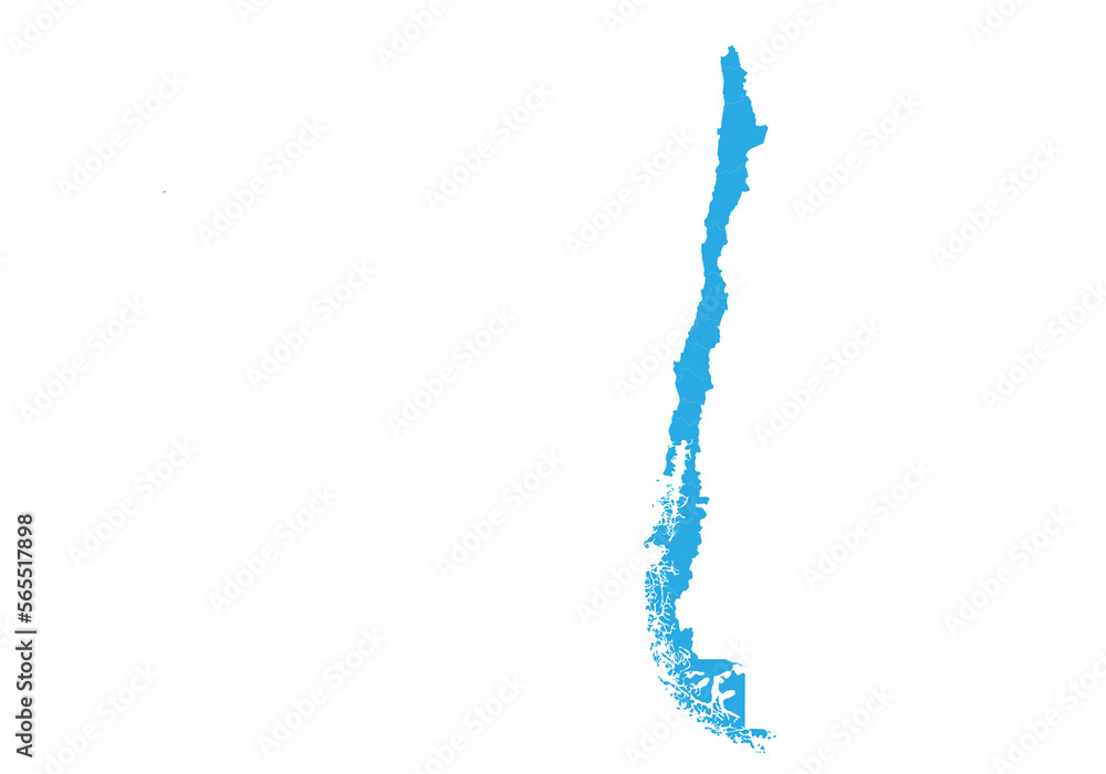 Chile map. High detailed blue map of Chile on PNG transparent ...