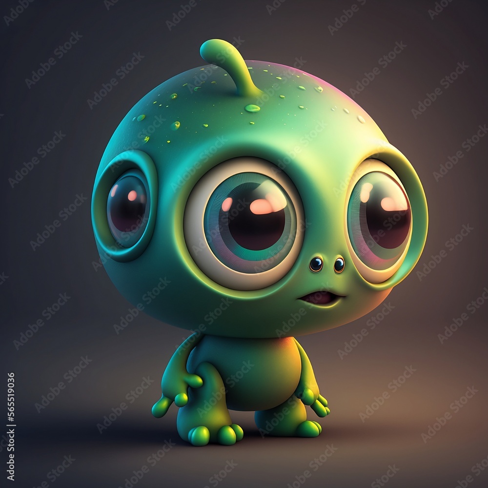 Cute Cartoon Alien AI Stock Illustration | Adobe Stock