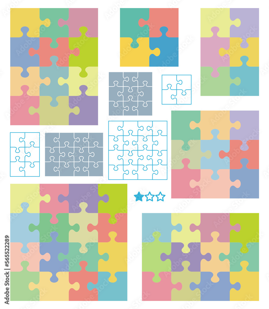 Jigsaw puzzle patterns and templates of various dimensions Stock ...