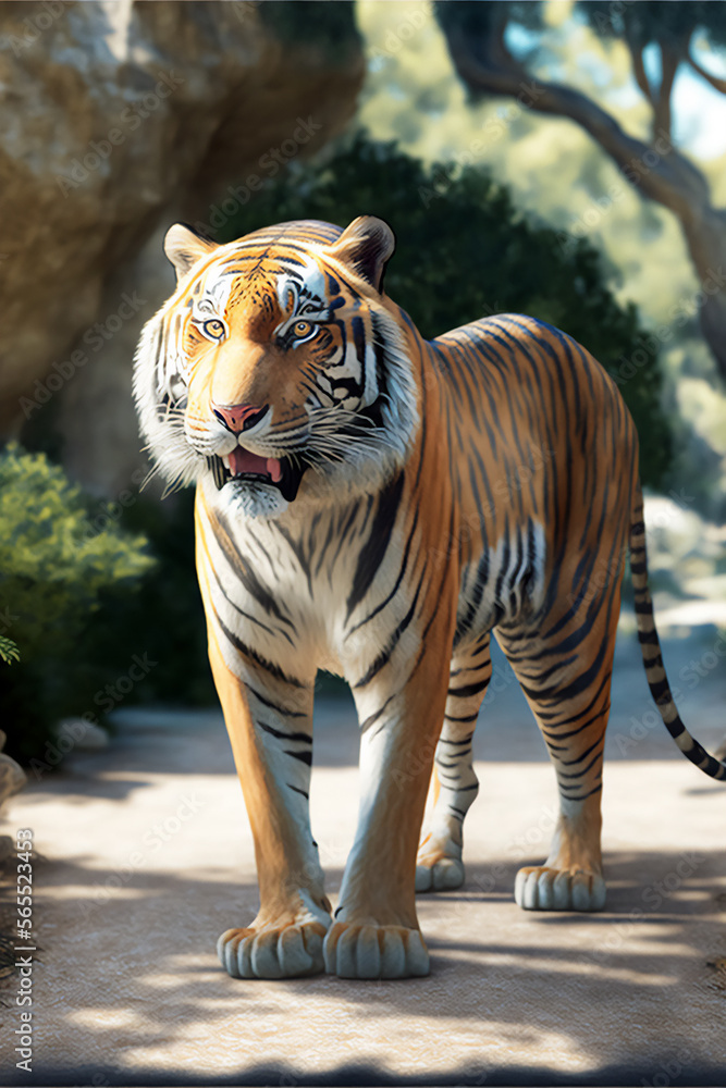 Caspian tiger extinct species isolated on the nature background ...
