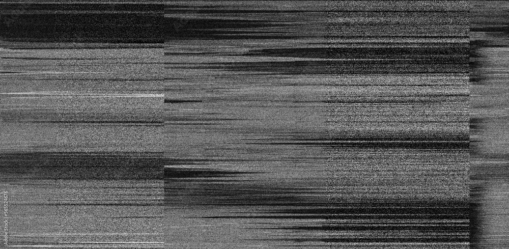 Black and white static noise of a TV screen. Glitched and distorted ...