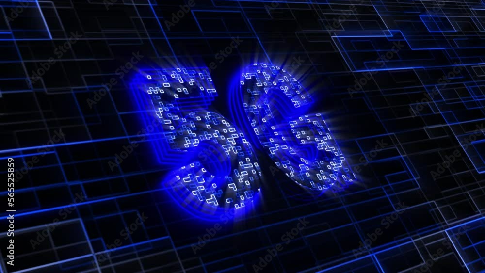 5G Neon Blue Color Animation background Stock Video | Adobe Stock