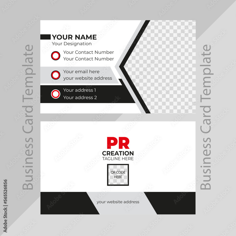 Unique & modern visiting card template by vector. Black & white smart ...