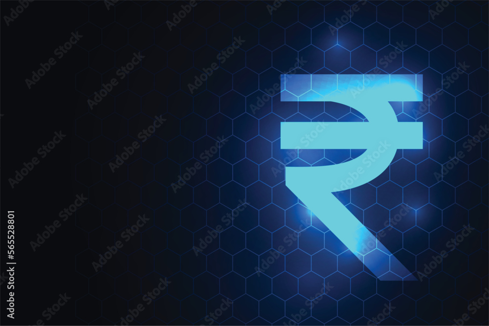 glowing digital indian rupee futuristic concept background Stock Vector ...