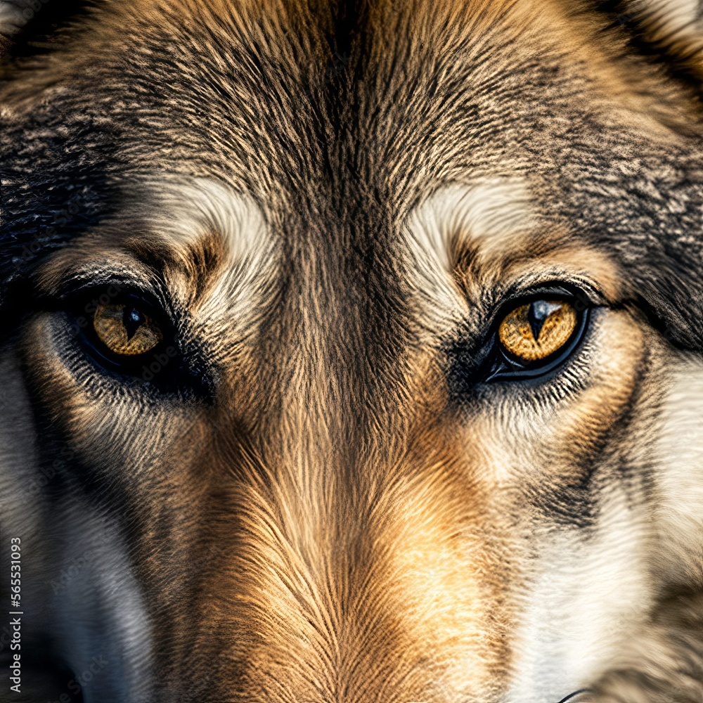 A Close-Up of a Majestic Wolf's Face: An Illustration Highlighting the ...
