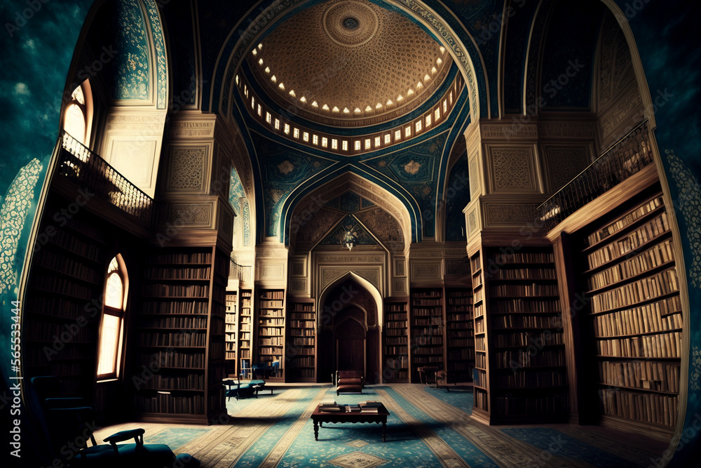 An Islamic library, a symbol of the progress of world civilization ...