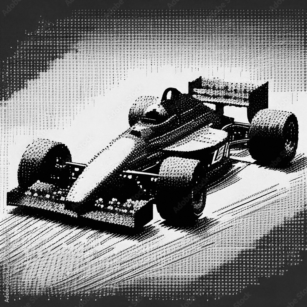 Line Art/ ASCII / Pixelated Race Car - Generative Ai Stock Illustration ...