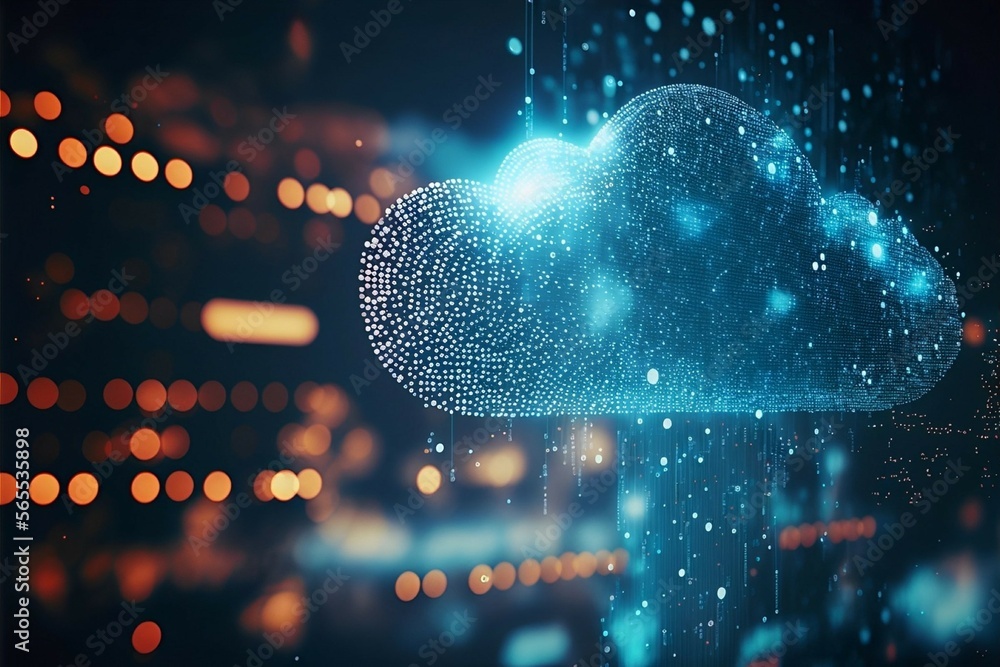 Abstract illustration of Cloud architecture platform. Internet infrastructure concept. Abstract ...