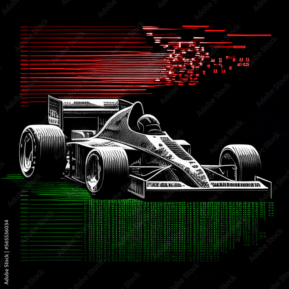Line Art/ ASCII / Pixelated Race Car - Generative Ai Stock Illustration ...