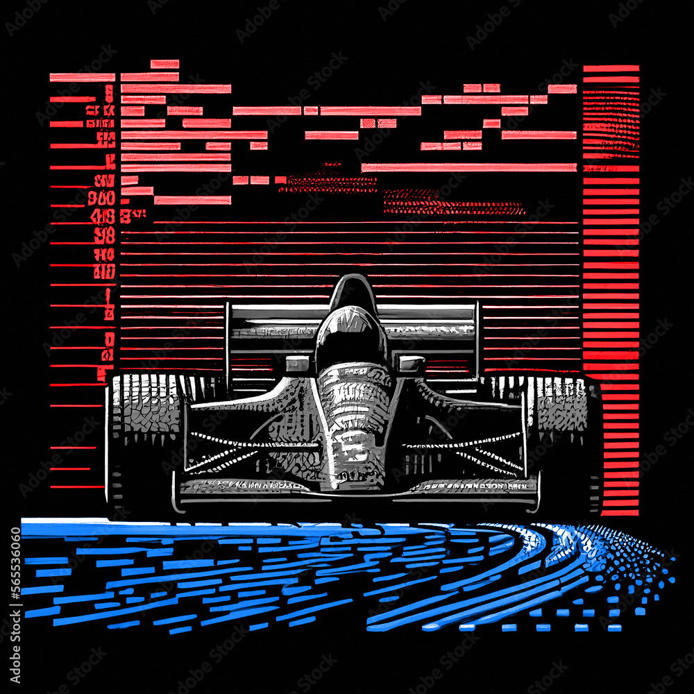 Line Art/ ASCII / Pixelated Race Car - Generative Ai Stock-Illustration ...