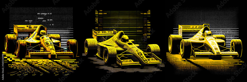Line Art/ ASCII / Pixelated Race Car Series - Generative Ai Stock ...