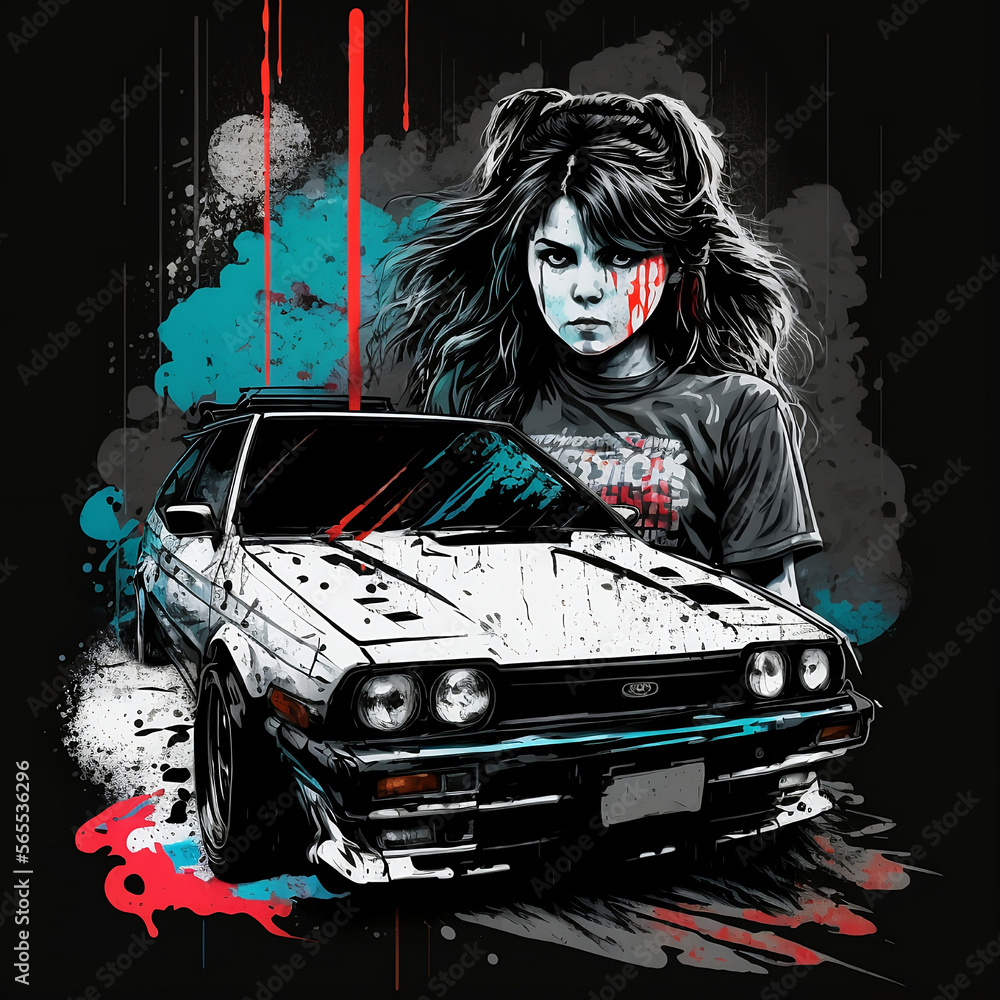 Japanese Girl with Attitude 80's T-Shirt Design Toyota Corolla AE86 ...