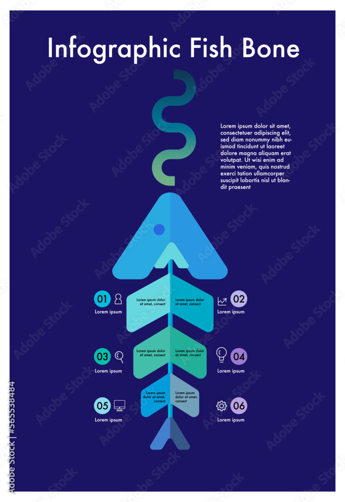 Infographic business fish bone chart to present data, progress ...