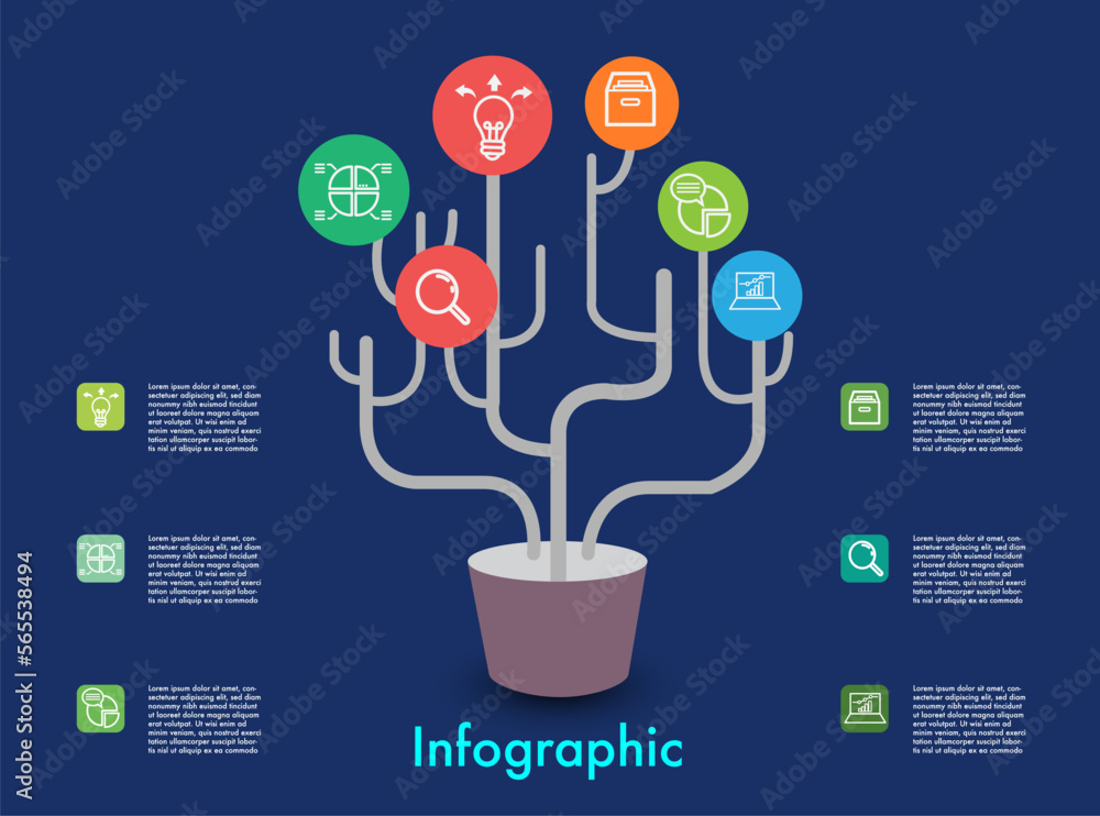Infographic business tree chart to present data, progress, direction ...