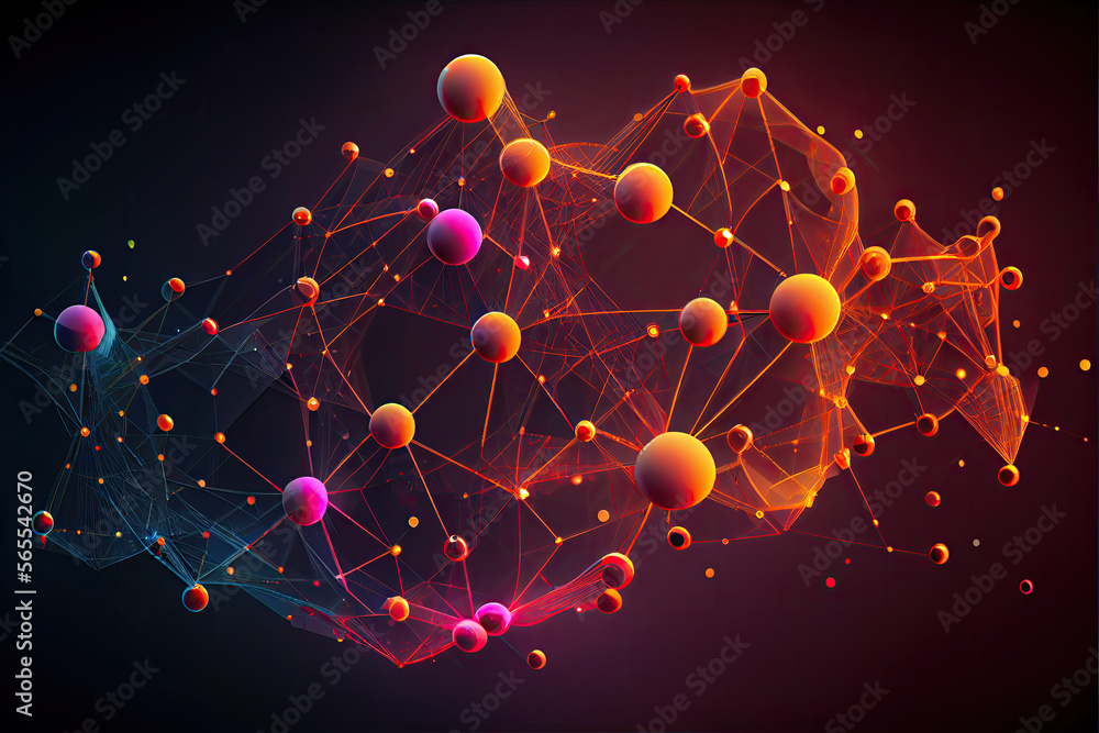 Beautiful illustration with connected dots and lines. Digital network ...