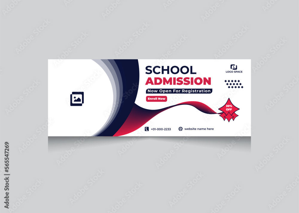school admission web banner template, facebook cover page, facebook ...