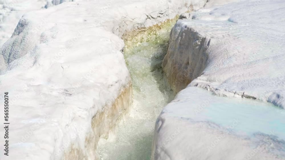 water river Natural travertine pools and terraces in Pamukkale, Cotton ...
