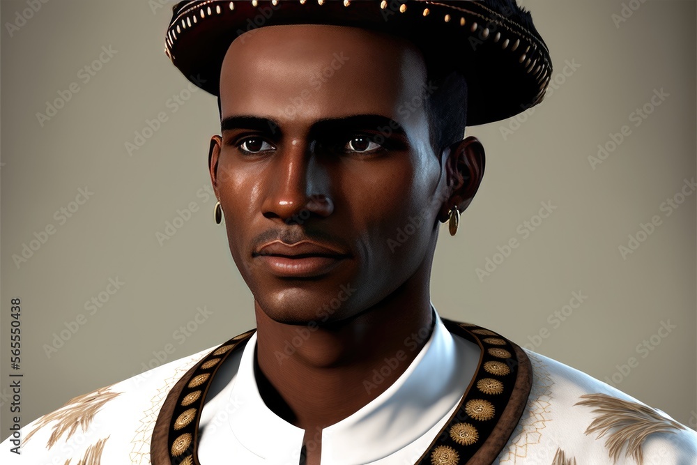 Beautiful male from Belize in traditional clothes, created with ...