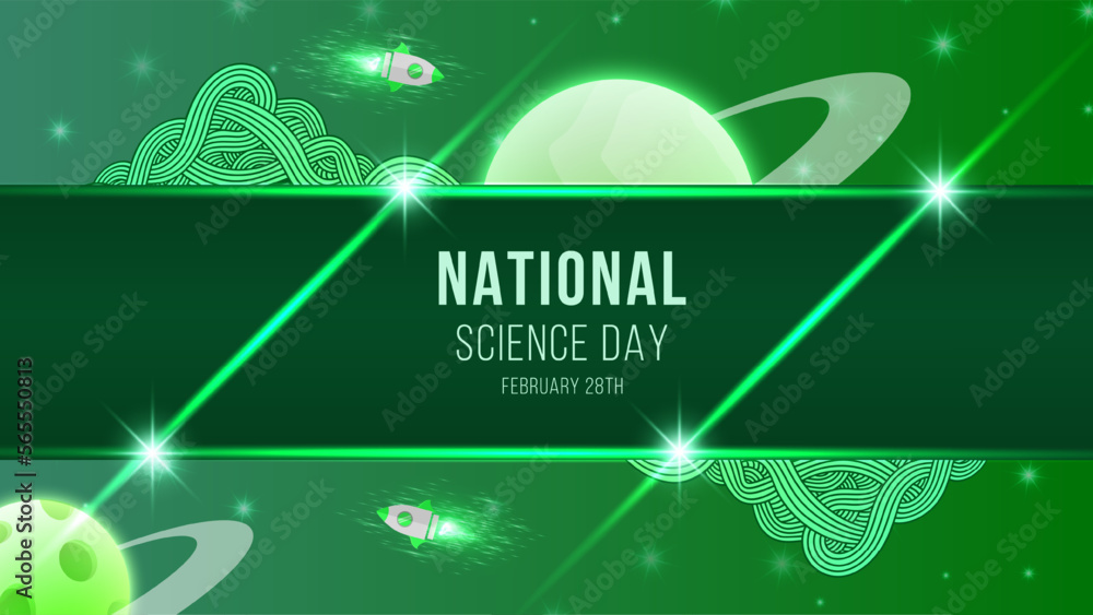 Vector illustration on green background for World Science Day. Science ...