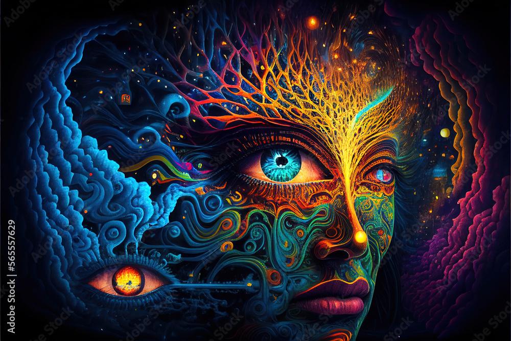 No disguises - 3d illustration of a futuristic ancient multi ...