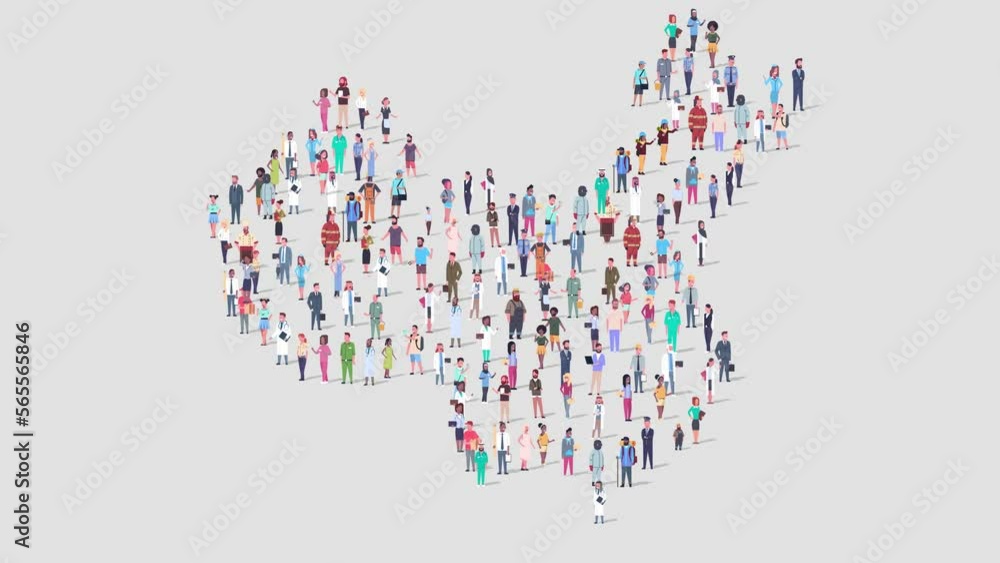 China Population Creative Concept on Chinese Map. Large Crowd of ...